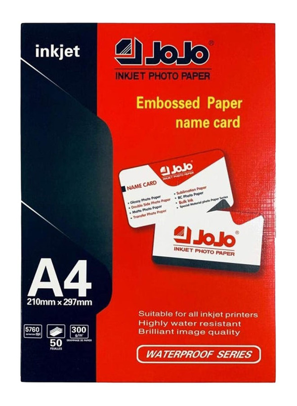 JOJO Waterproof Embossed Business Card Inkjet Photo Paper, 50 Sheets ...